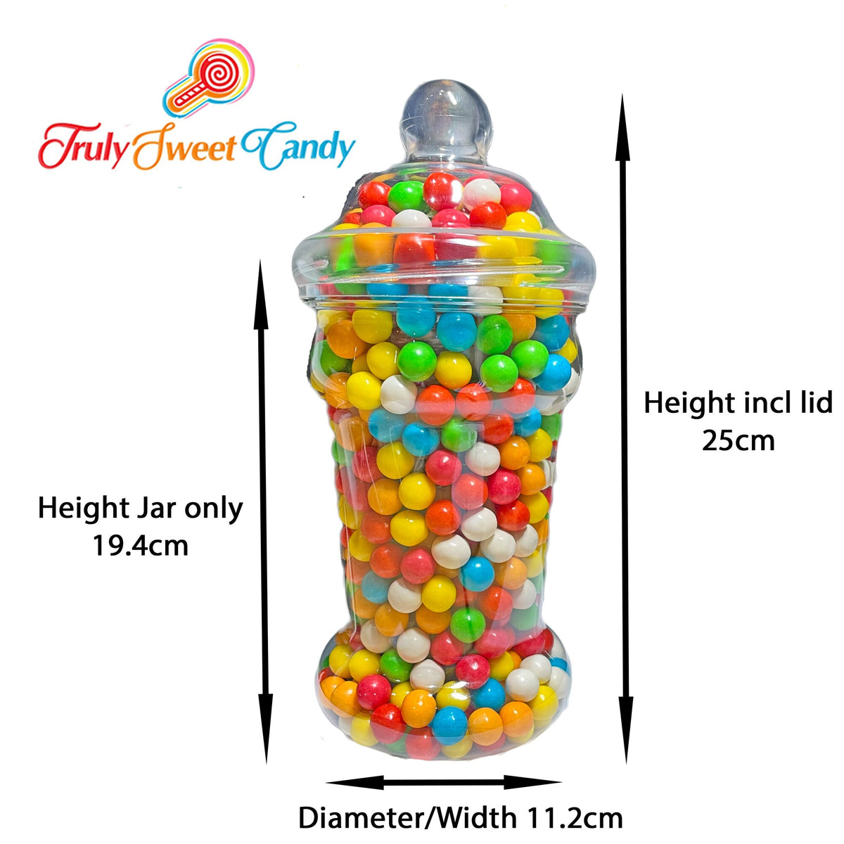 Plastic Sweet Jars with Victorian Style Screw Top Lids 1.4L Storage Ja ...