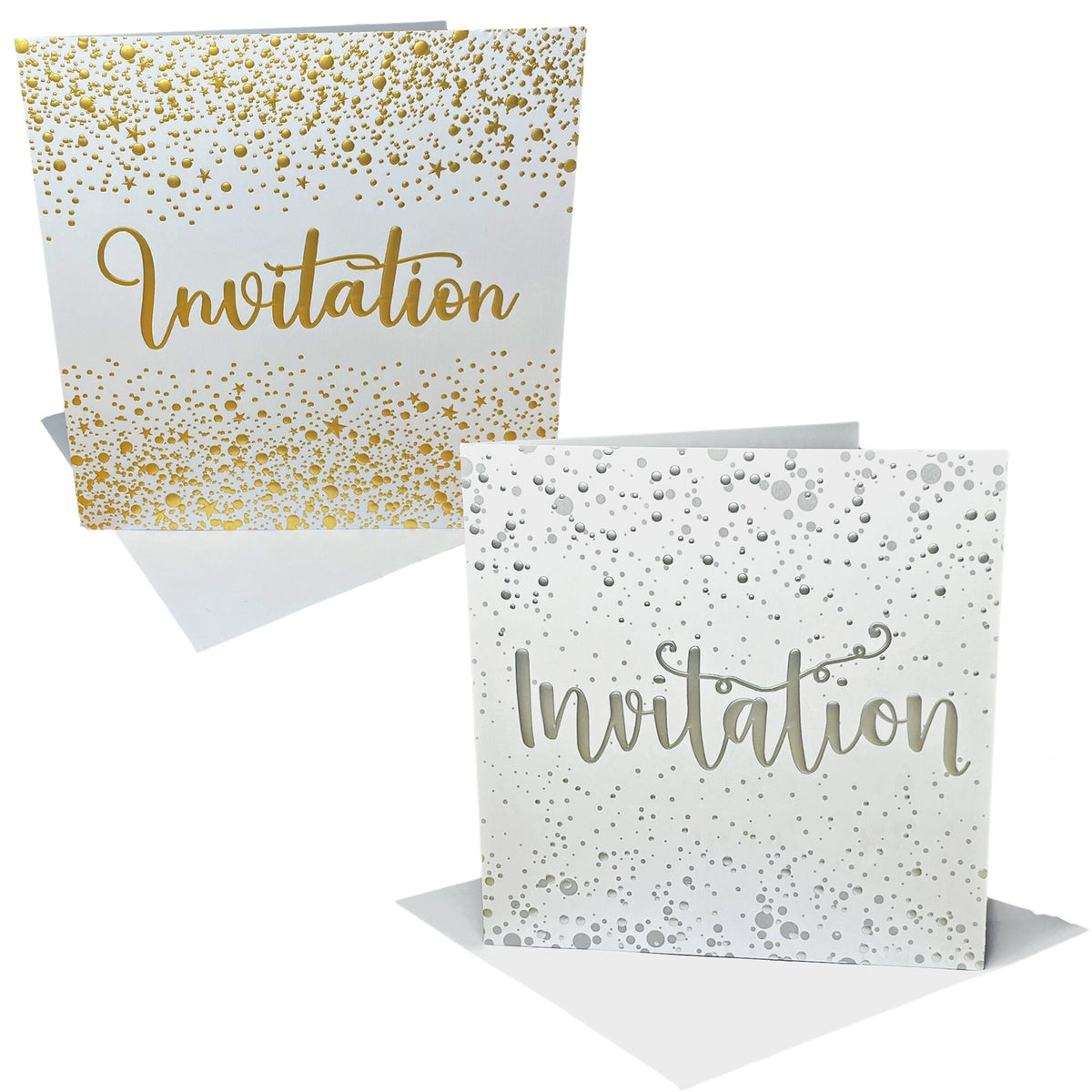 Generic Invitation Cards Envelopes Silver Gold Foil Dot Design Birthda ...