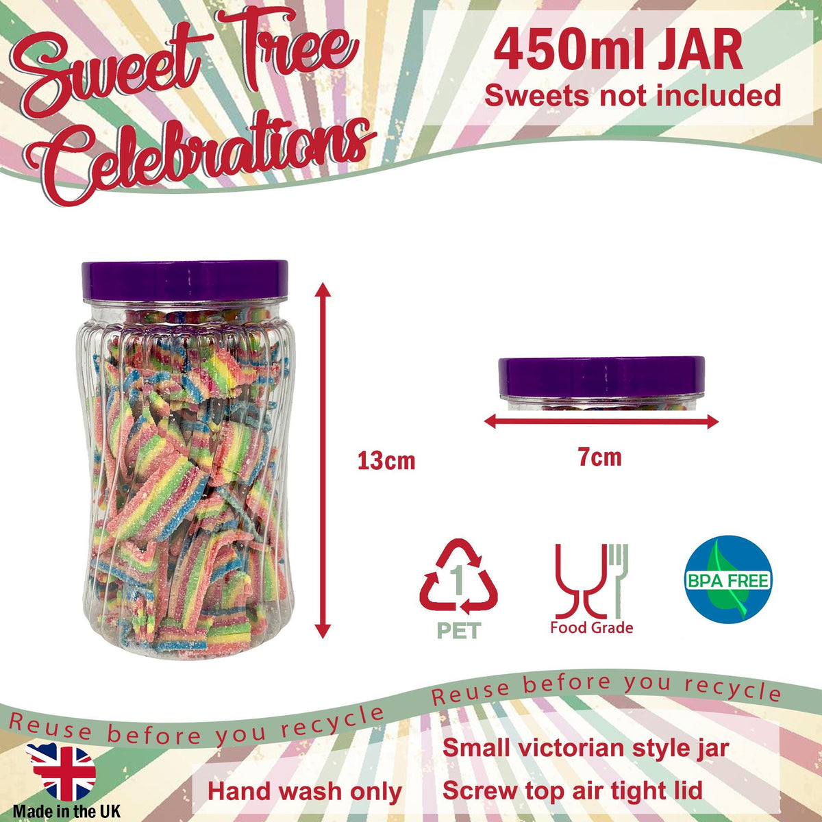 10 Mini Purple Sweet Jars 2 Tongs 50 Bags Create a Truly Sweet Candy B