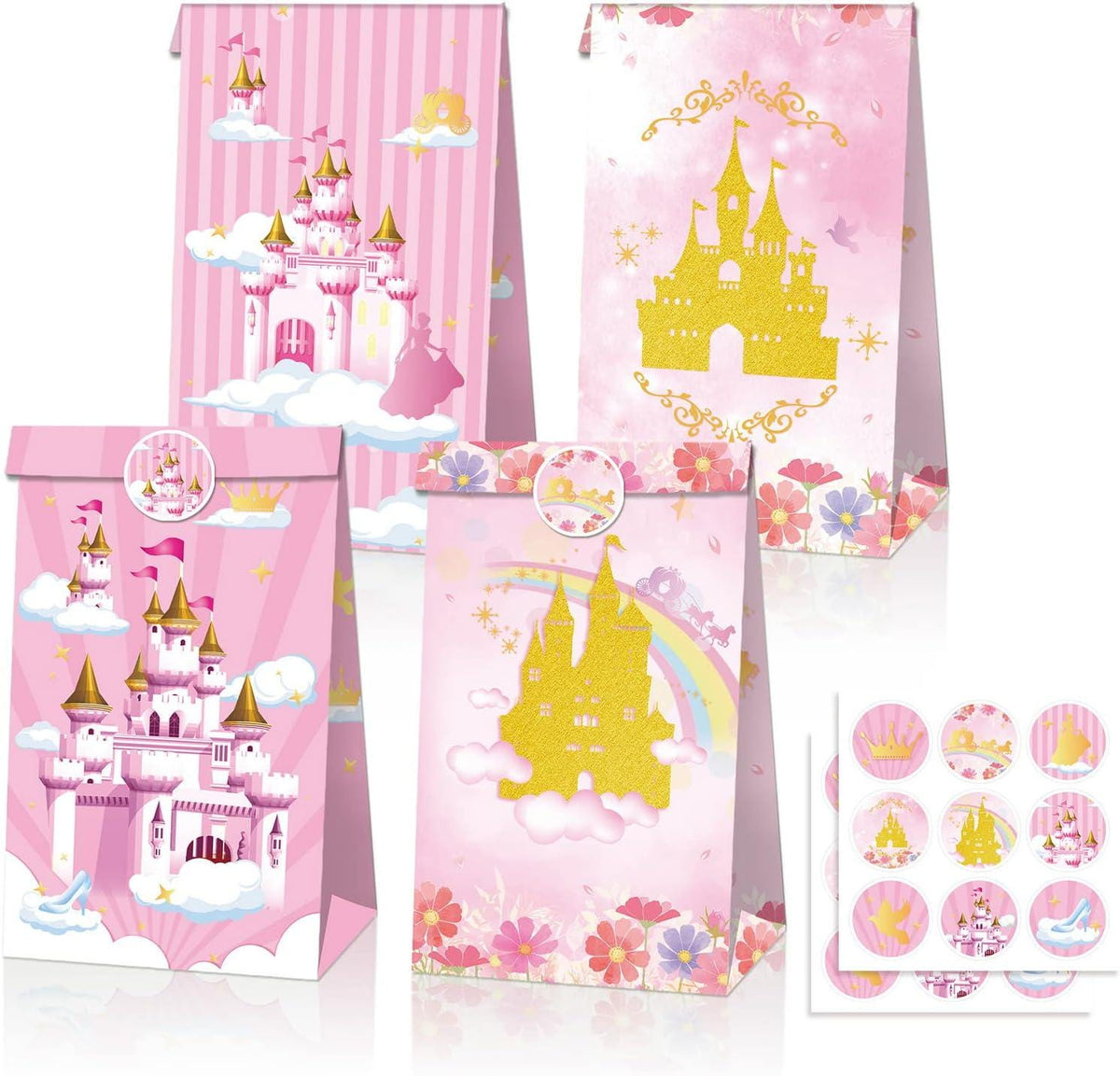 Princess Party Bags Pink Princess Fairytale Castle Favour Bag with mat ...