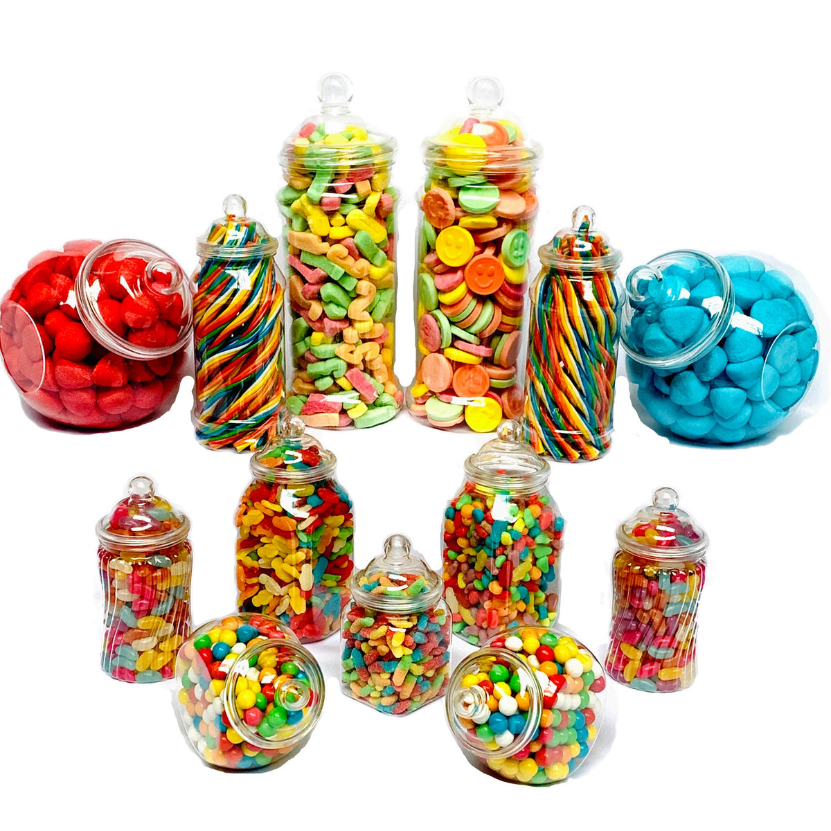 13 Retro Plastic Sweet Jars for Truly Sweet Candy Buffet, Sweet Table,