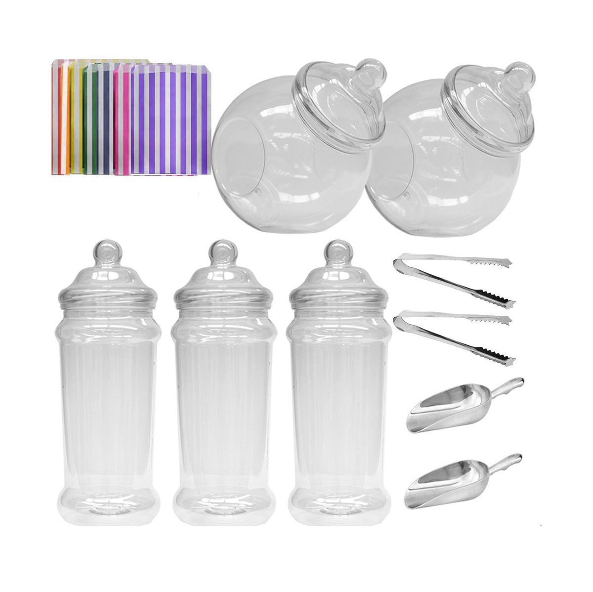 5 Large Jars Kit for Sweet Table Weddings Candy Buffet Party 2 Scoop 2 ...